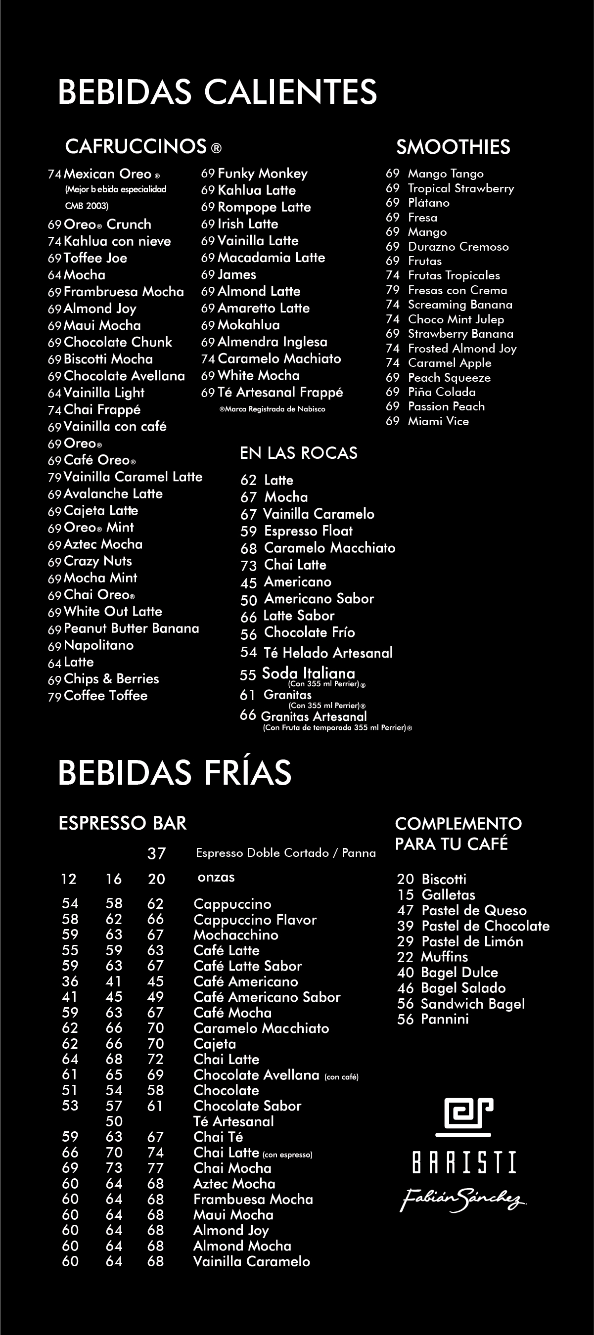 Menu – Cafe Baristi – Pasión por el Cafe – Tijuana – Fabián Sánchez