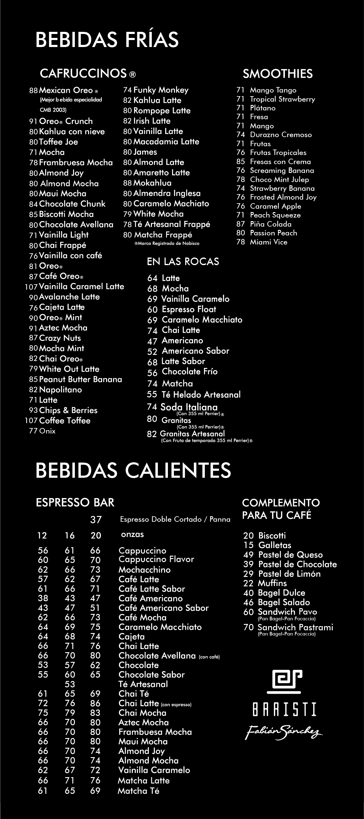 Menu – Cafe Baristi – Pasión por el Cafe – Tijuana – Fabián Sánchez